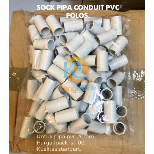 Jual SOCK PIPA CONDUIT SAMBUNGAN PIPA LISTRIK 20mm POLOS ECERAN @1pc ...
