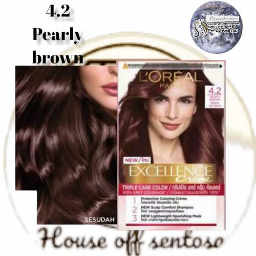 Jual Loreal paris excellence creme hair color 4.2 pearly brown ...