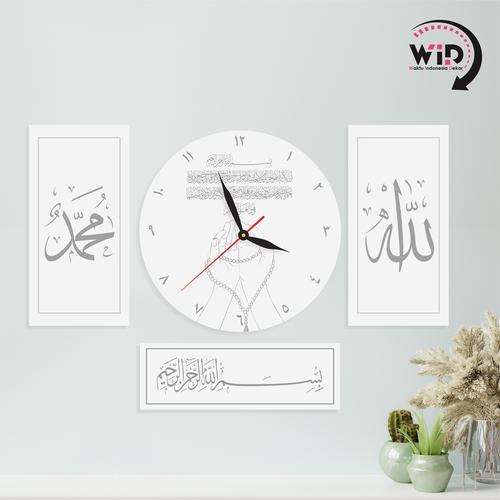 Jual Jam Dinding Kayu Set Kaligrafi Nuansa Islami Wall Decor Masjid ...