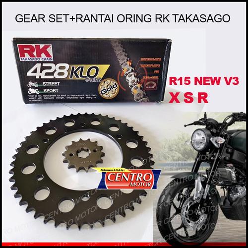 Jual GEAR SET YAMAHA XSR,R15 V3+RANTAI EMAS ORING RK TAKASAGO tipe KLO ...