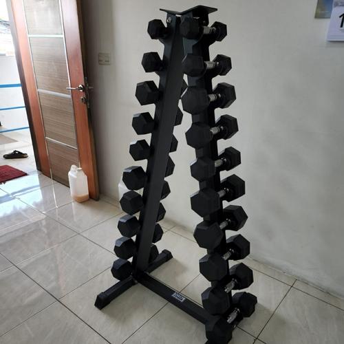 Jual Dumbel/Dumbble/Barbel Set Plus Rak Rubber Total uk 1-10 kg ...