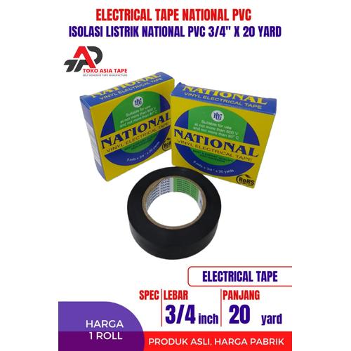 Jual NATIONAL ISOLASI LISTRIK PVC HITAM 3/4 " X 20YARD SELOTIP LISTRIK ...