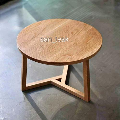 Jual meja kopi bulat kayu jati minimalis Coffee table - walnut ...