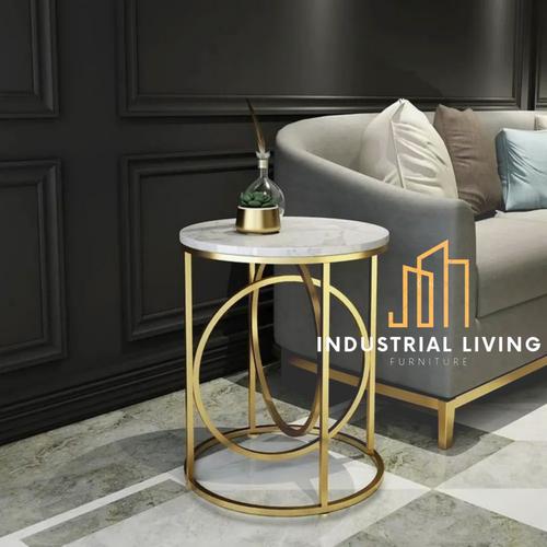 Jual meja samping marmer, side table marmer minimalis industrial - Besi ...