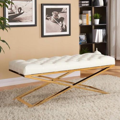 Jual Kursi Bangku Bench Elegan Frame Stainless Finishing Gold.Jok Kulit ...