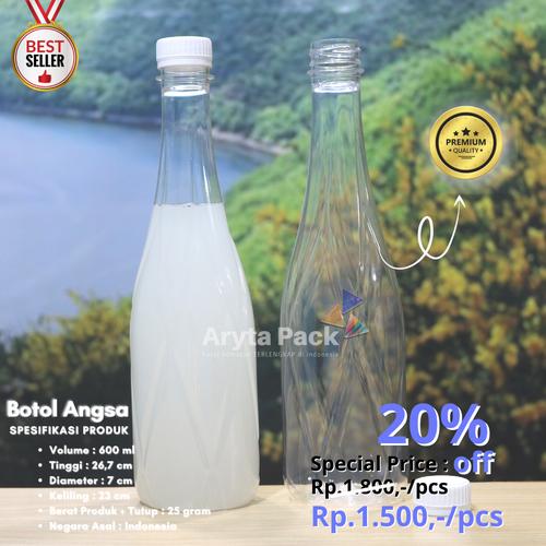 Jual PET1240. Botol plastik 600ml pet minuman angsa tutup segel putih ...