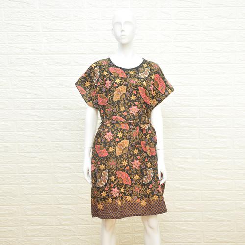 Promo 660576-Cynthia Dress Batik Fan Pattern Round Neck All Size ...