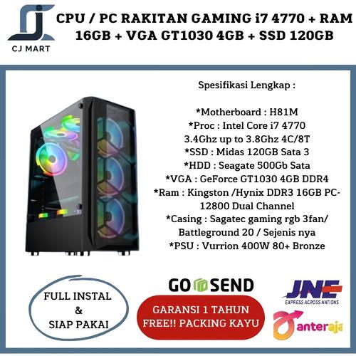 Jual CPU / PC RAKITAN GAMING i7 + RAM 16GB + VGA GT1030 4GB + SSD 120GB ...