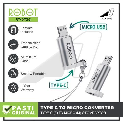 Promo ROBOT OTG Type C Female to Micro USB Male Adapter Converter RT ...