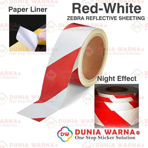 Jual Reflective Zebra Red White 5 cm Sticker Scotchlite Merah Putih ...