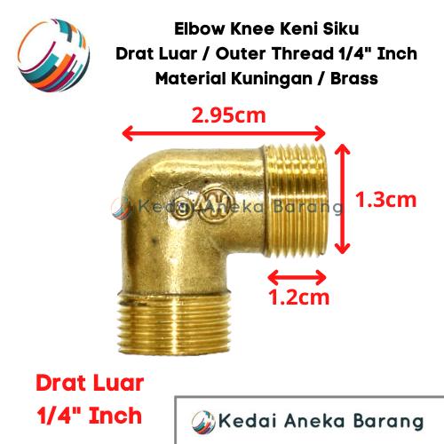 Jual Elbow Knee Knie Keni Siku Konektor Kuningan Drat Luar 1/4 1/4 ...