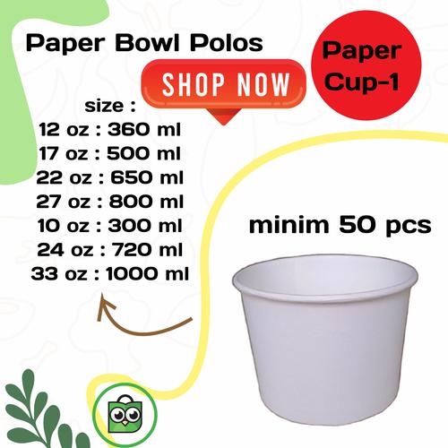 Jual Paper Bowl Polos 13 Oz 17 Oz 22 Oz 27 Oz 10 Oz 24 Oz 33 Oz - 33 Oz ...