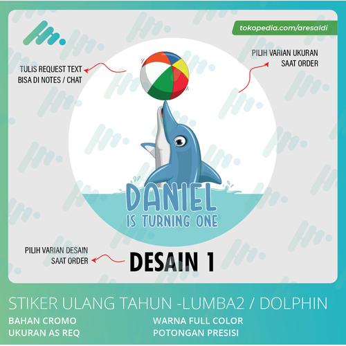 Jual label stiker Lumba Dolphin Hewan Laut Ulang Tahun birthday party ...