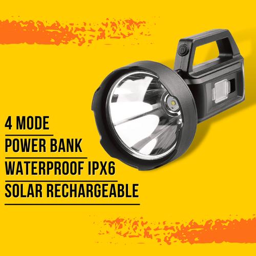 Jual Senter LED Besar Solar Rechargeable Super Terang Jarak Jauh 1200 ...