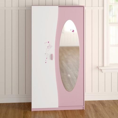 Jual Lemari pakaian anak minimalis 2 pintu kaca kayu almari baju pink ...