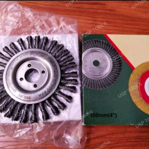 Jual SIKAT KAWAT BAJA BULAT MODEL KEPANG size 4 inch WIRE WHEEL BRUSH ...