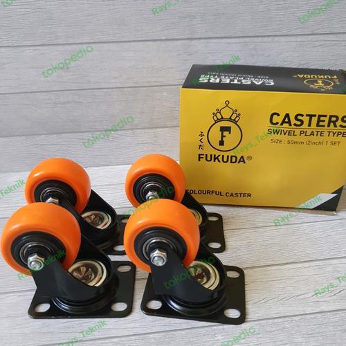 Jual Roda Kursi Set 2inch HIDUP TANPA Rem isi 4pcs FUKUDA OREN RODA ...