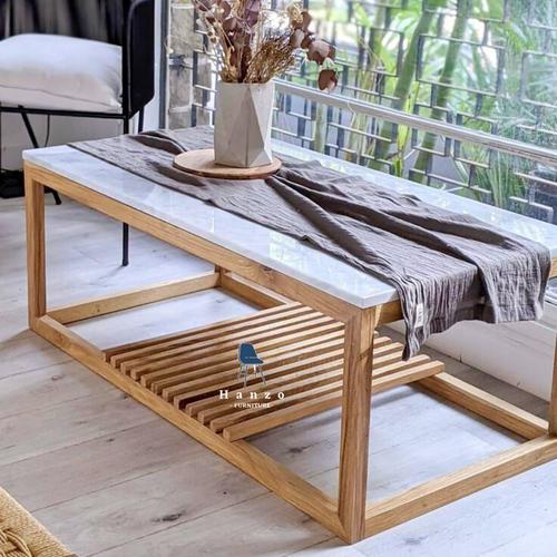 Jual Meja Tamu Marmer putih Meja Depan Tv Meja Minimalis Kayu Jati ...