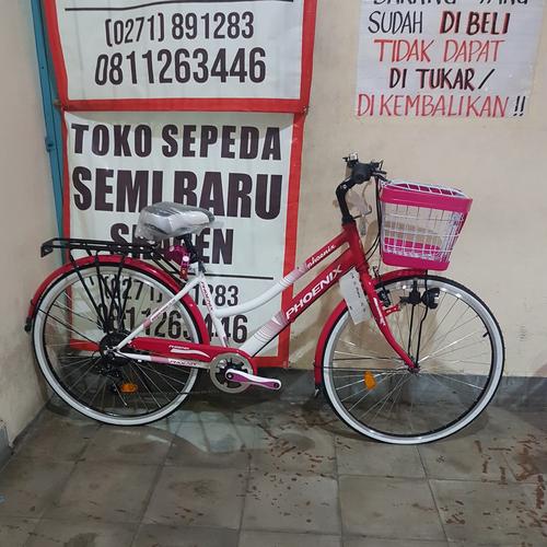Jual sepeda cewek ctb 26 phoenix 116 pink putih keranjang besi list ...