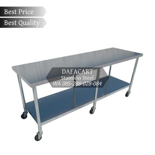 Jual Meja Stainless 2 meter Beroda 6/ Mobile Work Table Solid ...