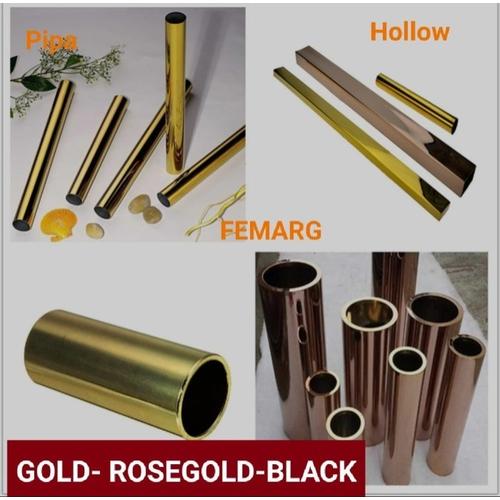 Promo PIPA STAINLESS STEEL 1/2 - 12mm GOLD - ROSEGOLD - BLACK FEMARG SUS 201 - hairline gold ...