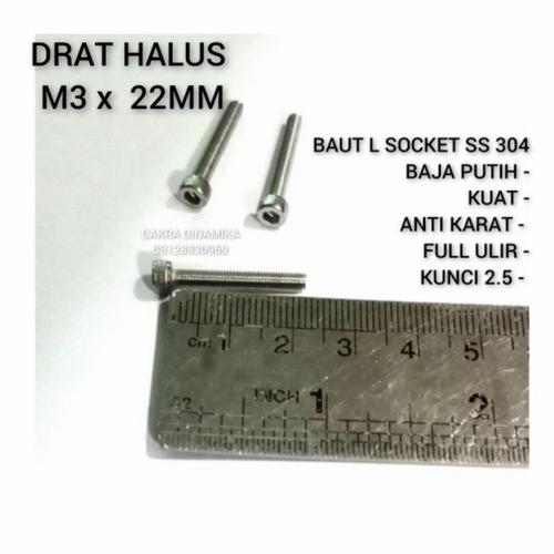 Jual BAUT Socket M3 x 22mm KUNCI L STAINLESS 304 ANTI KARAT Baut Soket ...