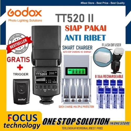 Jual Godox TT520 II FREE Wireless Trigger Universal Speedlite Flash ...