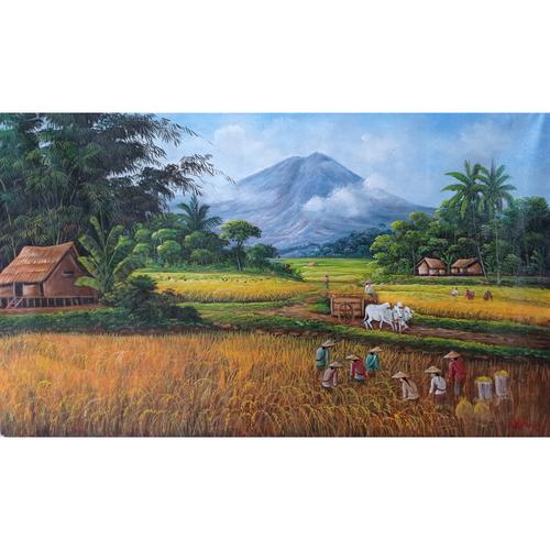 Jual Lukisan sawah panen padi fengshui feng shui pemandangan Bali ...