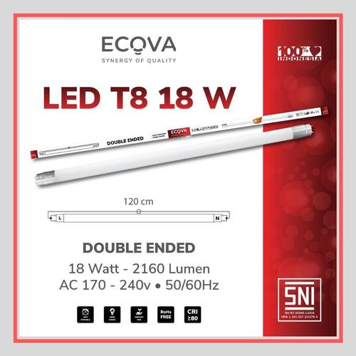 Jual Lampu TL T8 LED 18 Watt PutihWarm - Panjang 120cm ECOVA - 6500k ...
