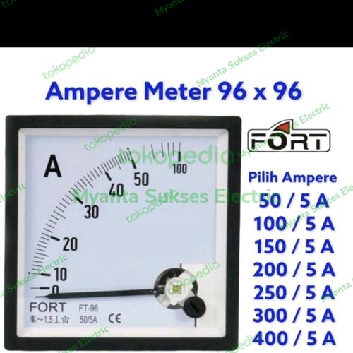Jual Ampere Meter Analog Uk. 96 x 96 Fort Amperemeter - 250 / 5A ...