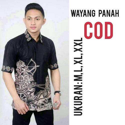 Jual Hem batik premium pria dewasa wayang panah hitam baju seragam ...