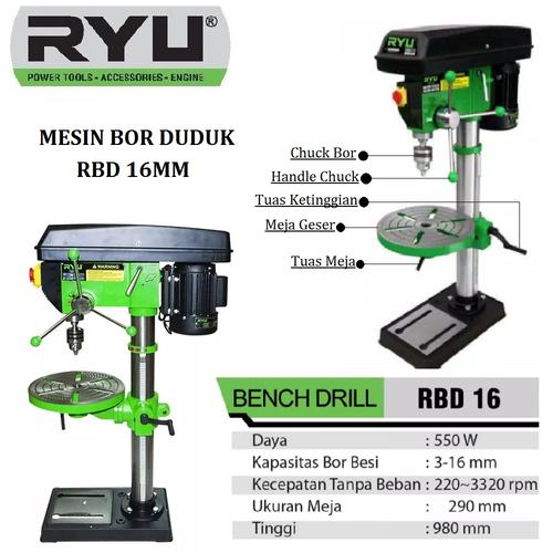 Jual RBD 16 RYU BOR DUDUK 16MM LISTRIK ELECTRIC BENCH DRILL PRESS 16 MM ...