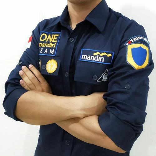 Jual [PROMO] KEMEJA SERAGAM BANK MANDIRI TEAM BORDIR PDL LENGAN PANJANG ...