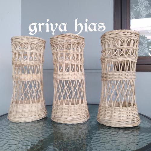 Promo vas bunga rotan tabung anyaman cover pot tanaman hias - Kab ...