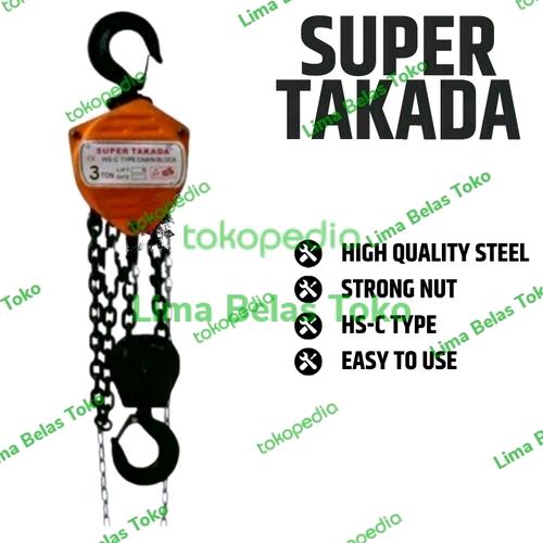 Jual Takel 3 Ton 3 meter Chain Block 3T x 3M / 5M Super Takada High Q ...