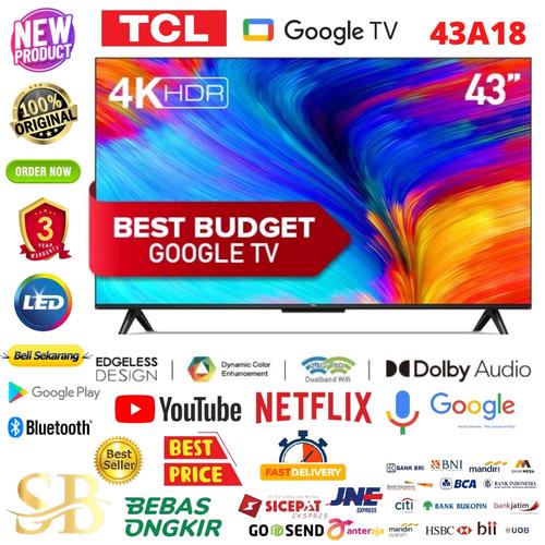 Jual TCL LED TV 43 inch 43A18 GOOGLE TV 4K UHD Dolby Audio HDR 10-NEW ...