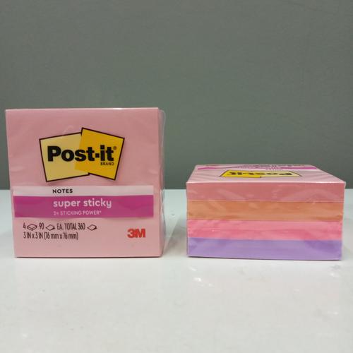 Jual 3M Post It Super 654-4SS-FLA Flamingo Sticky Notes 3 inch x 3 inch ...