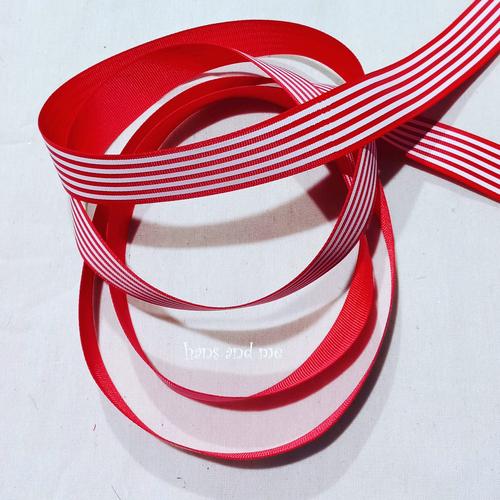 Jual Pita Grosgrain Grosgrain Motif Salur Garis Merah Putih (per yard ...