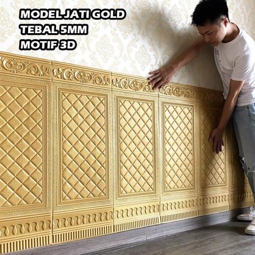 Jual Wallpaper Foam 3D Pintu Jati Premium Wall Paper Sticker Tebal ...