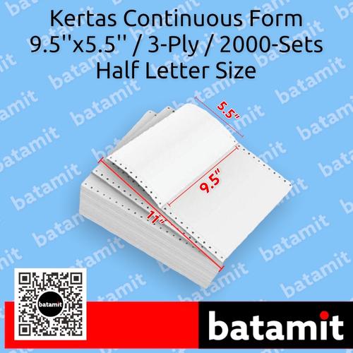 Jual Kertas Continuous Form Half Letter 9.5"x5.5" - Rangkap 3-Ply 2000 ...
