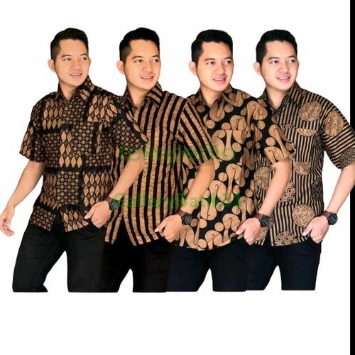 Jual Hem Batik Lengan Pendek Pria Coklat Motif parang lurik koin wajik ...