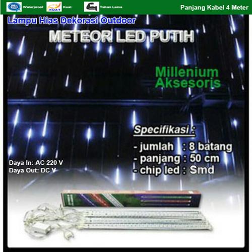 Jual Lampu Hias Meteor 50 cm Led DIP Putih 8 Batang (Paket) - Putih ...