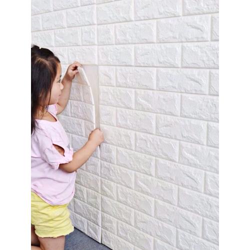 Jual Wallpaper Dinding 3D Foam bata Putih Waterproof Brick Sticker ...