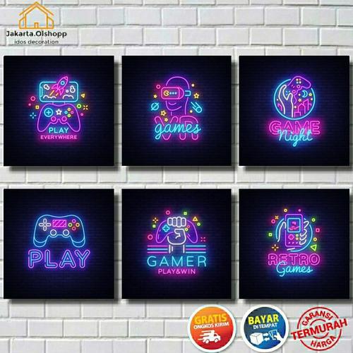 Jual BEST [COD] Poster kayu Design Text Neon Gaming /Gamers/Game Room ...