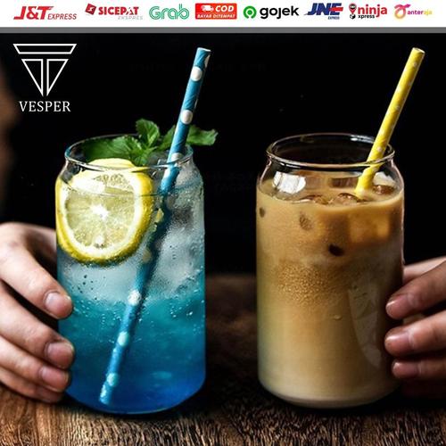 Jual BEST gelas kaca kopi susu model kaleng cola / can shape ...