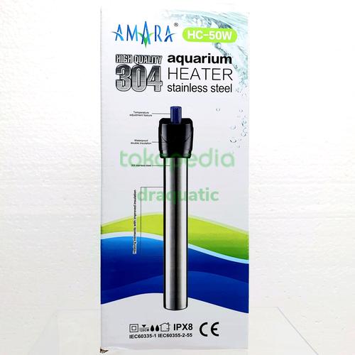 Jual HEATER PEMANAS AIR AQUARIUM AMARA STAINLESS HEATER 50 WATT 100 ...
