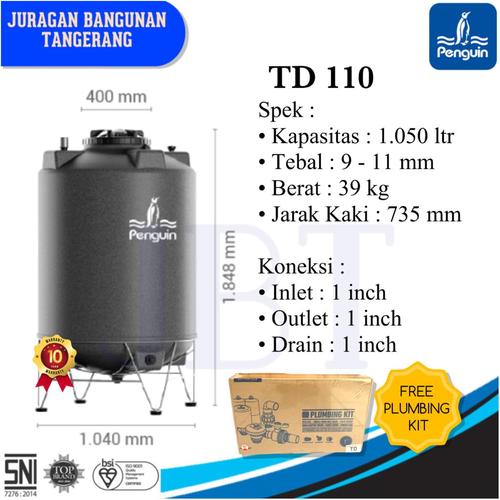 Jual Toren / Tangki Air Penguin Total Drain 1050 Liter - TD 110 ...
