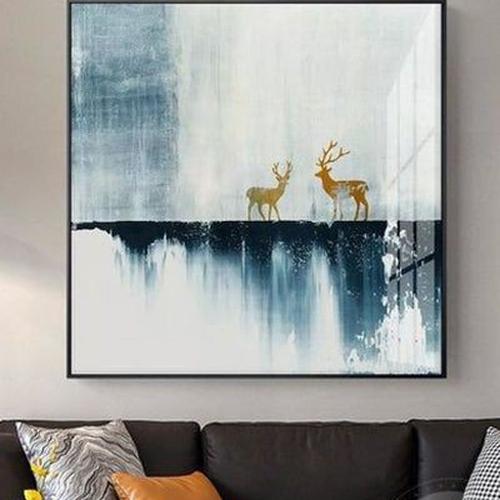 Jual Lukisan rusa abstrak modern texture dekorasi dinding art painting ...