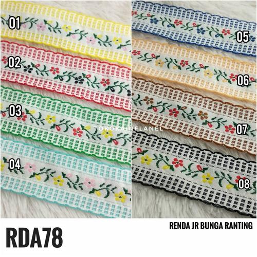 Jual RDA78 Renda JR Bunga Ranting Hijau Lebar 3.5cm - RDA7806 Salem ...