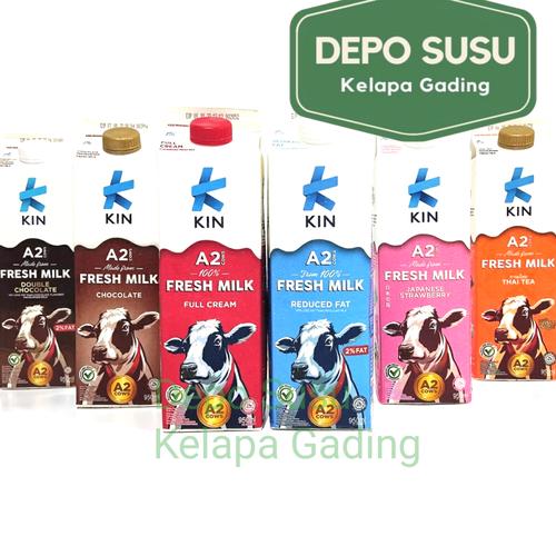 Jual Susu Kin Fresh Milk 1 Liter Strawberry Double Chocolate Low Fat ...